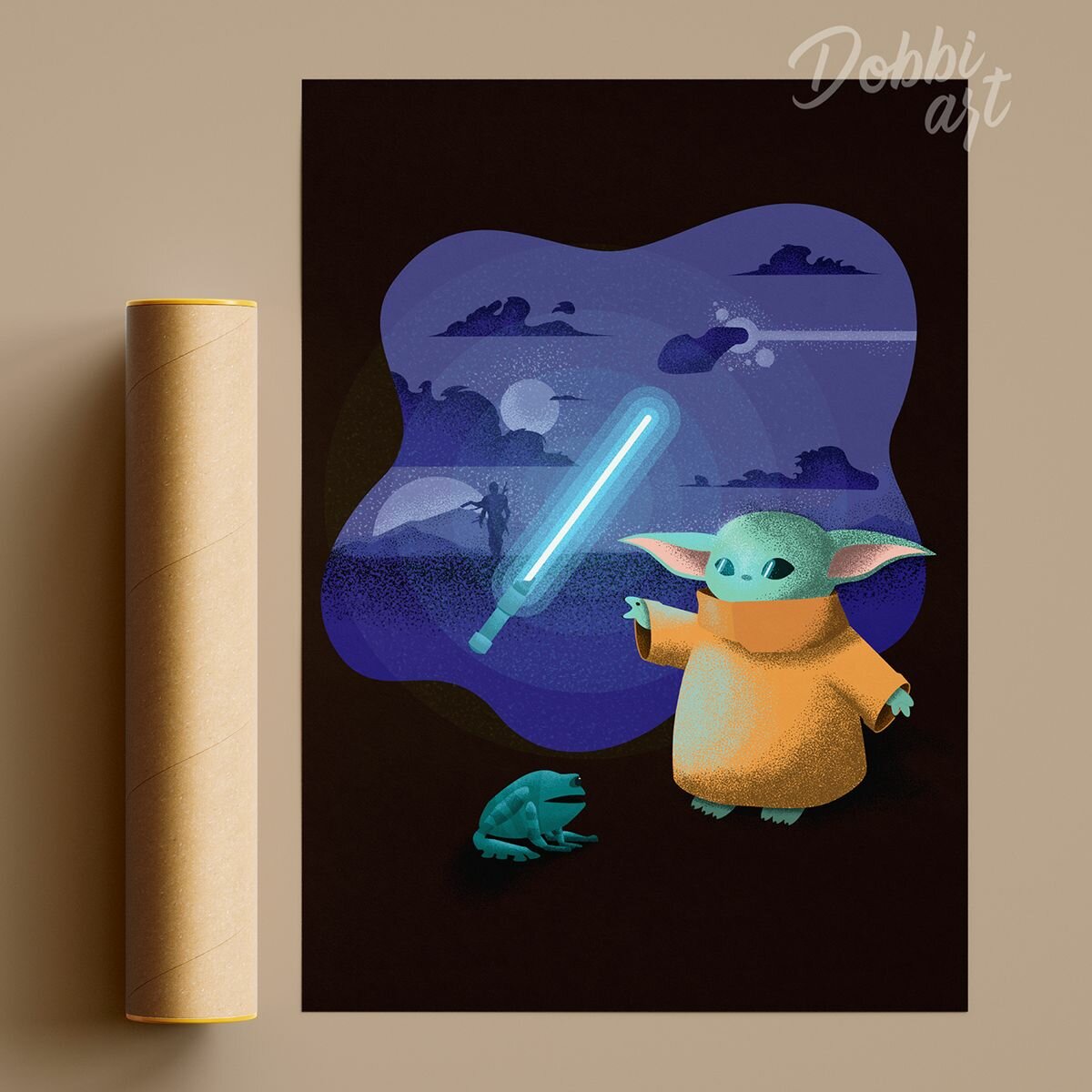 Постер Мандалорец 40х50 см без рамы/ Малыш Йода, Грогу/ Сериал Звездные Воины, Star Wars/ Постер для дома, интерьера/ Плакат интерьерный