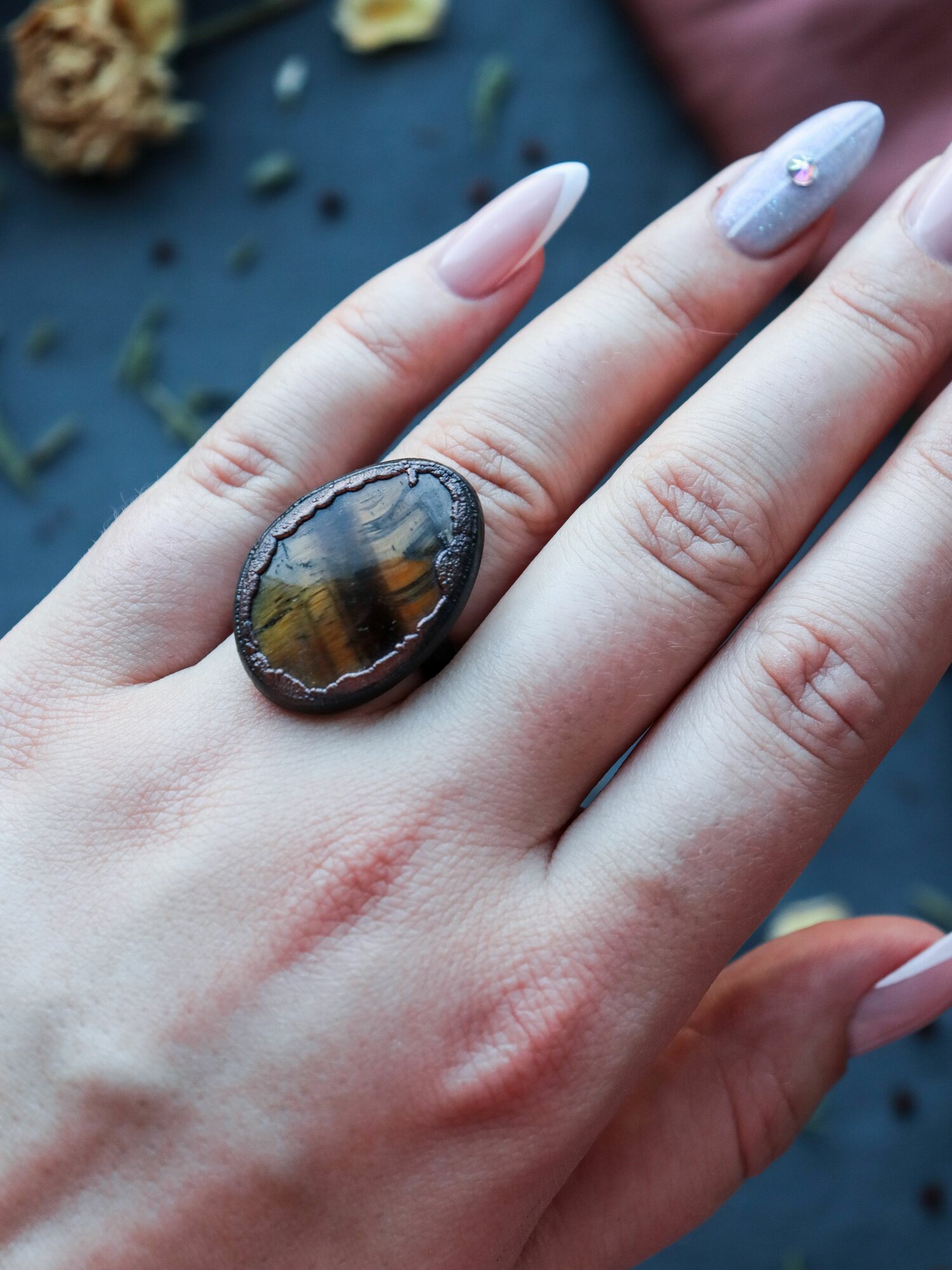 Кольцо, тигровый глаз