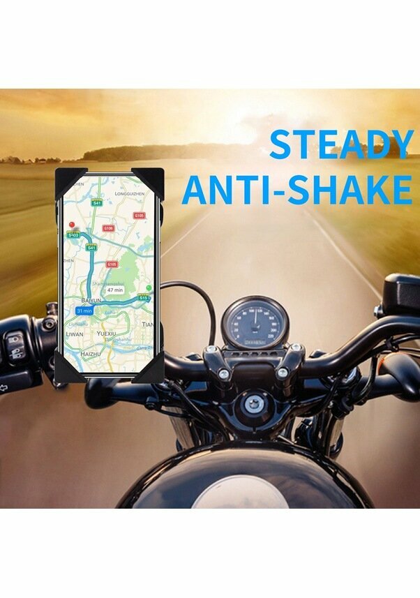 Универсальный держатель для телефона на мотоцикл и велосипед с USB-зарядкой, вращение на 360 градусов, подходит для всех телефонов 3,5–6 дюймов, черный