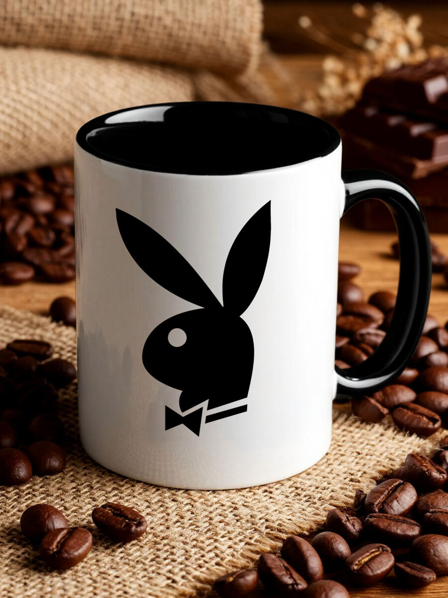 Кружка для чая и кофе "Плейбой", чёрная , керамика, 330мл, для СВЧ