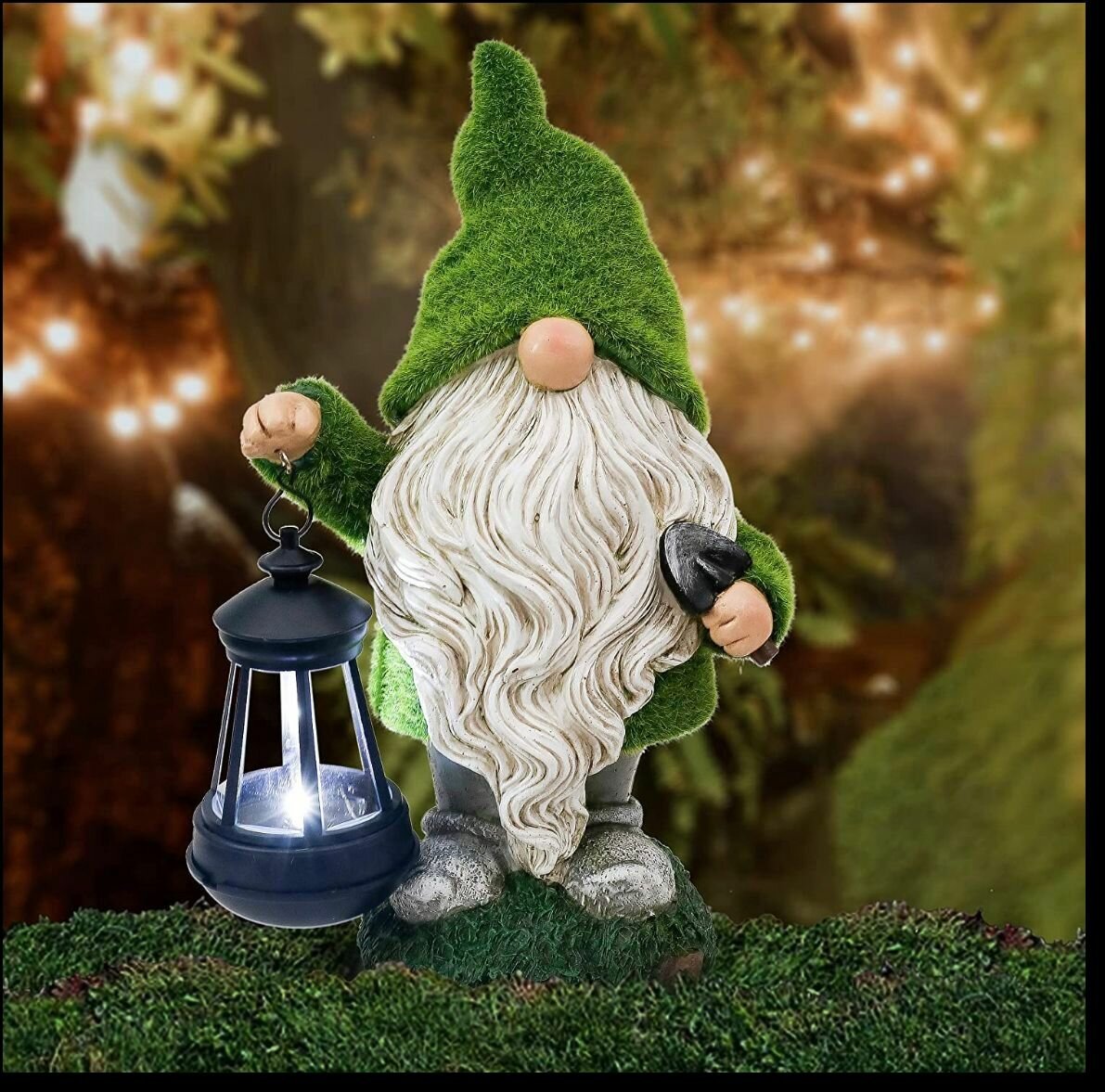 Садовая фигурка с подсветкой от солнечной панели "Гном с насосом"