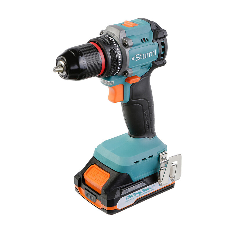 CD1860BL Дрель аккумуляторная Sturm, бесщеточная 18В, 1BatterySystem, 60Нм, 2х2.0Ач, кейс