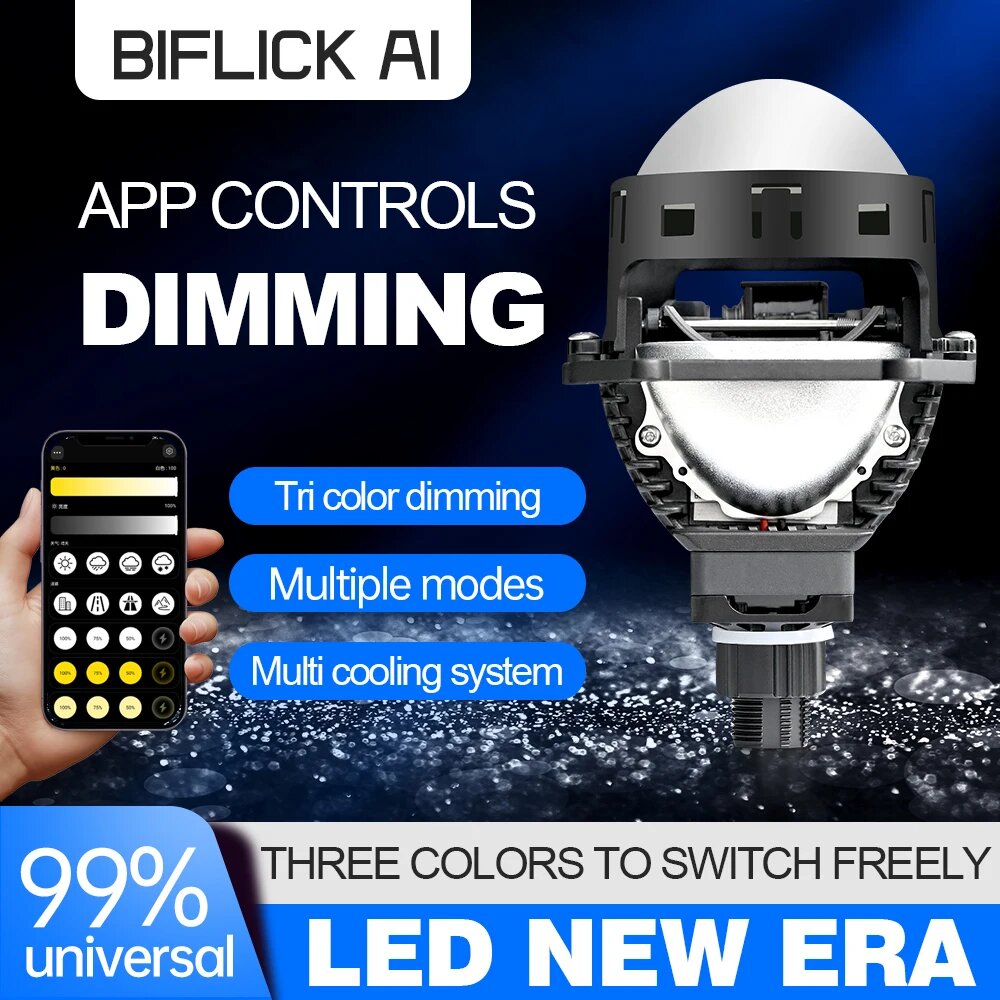 Новая 3-дюймовая автомобильная фара с двумя светодиодными линзами и проектором с управлением через приложение, 12 В, 80 Вт, 3000–6000 К для Hella 3R G5 H4 H7 9005 9006, модернизация автомобильного освещения