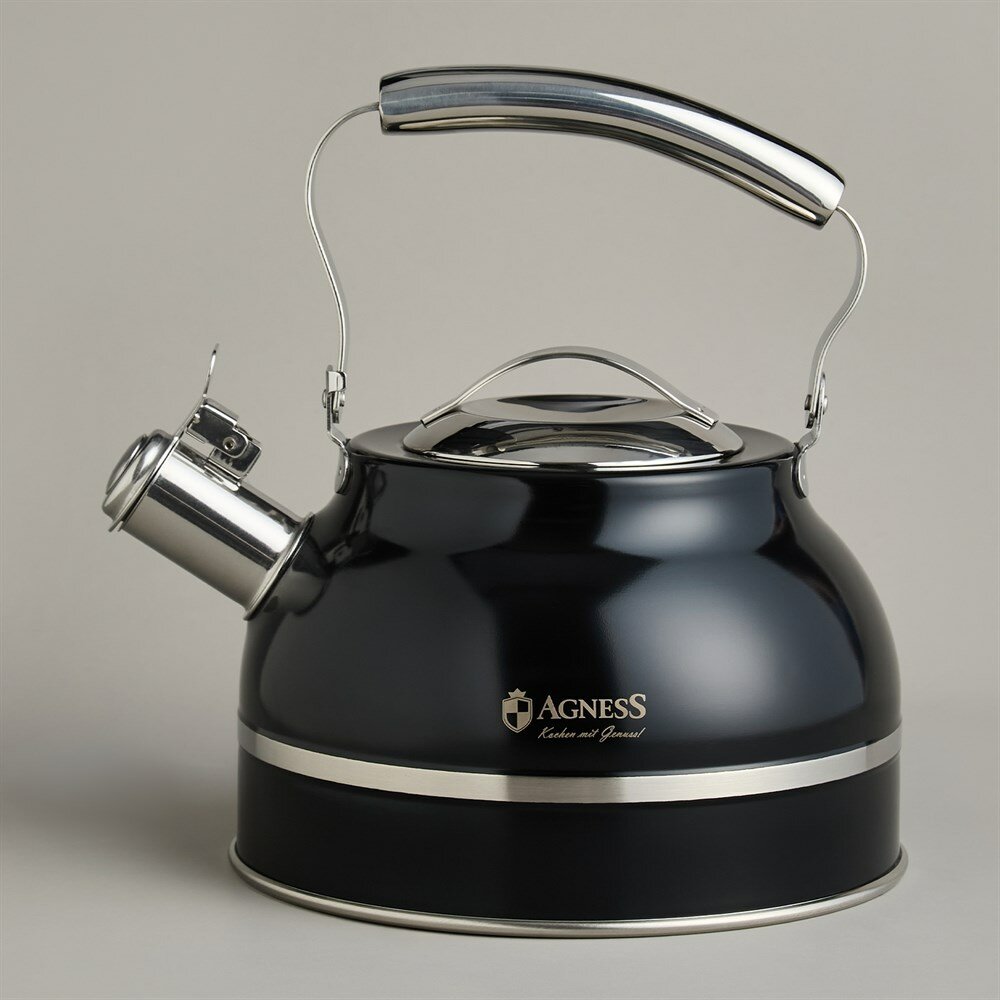 Чайник agness со свистком 2,7л, термоаккумулирующее дно, индукция