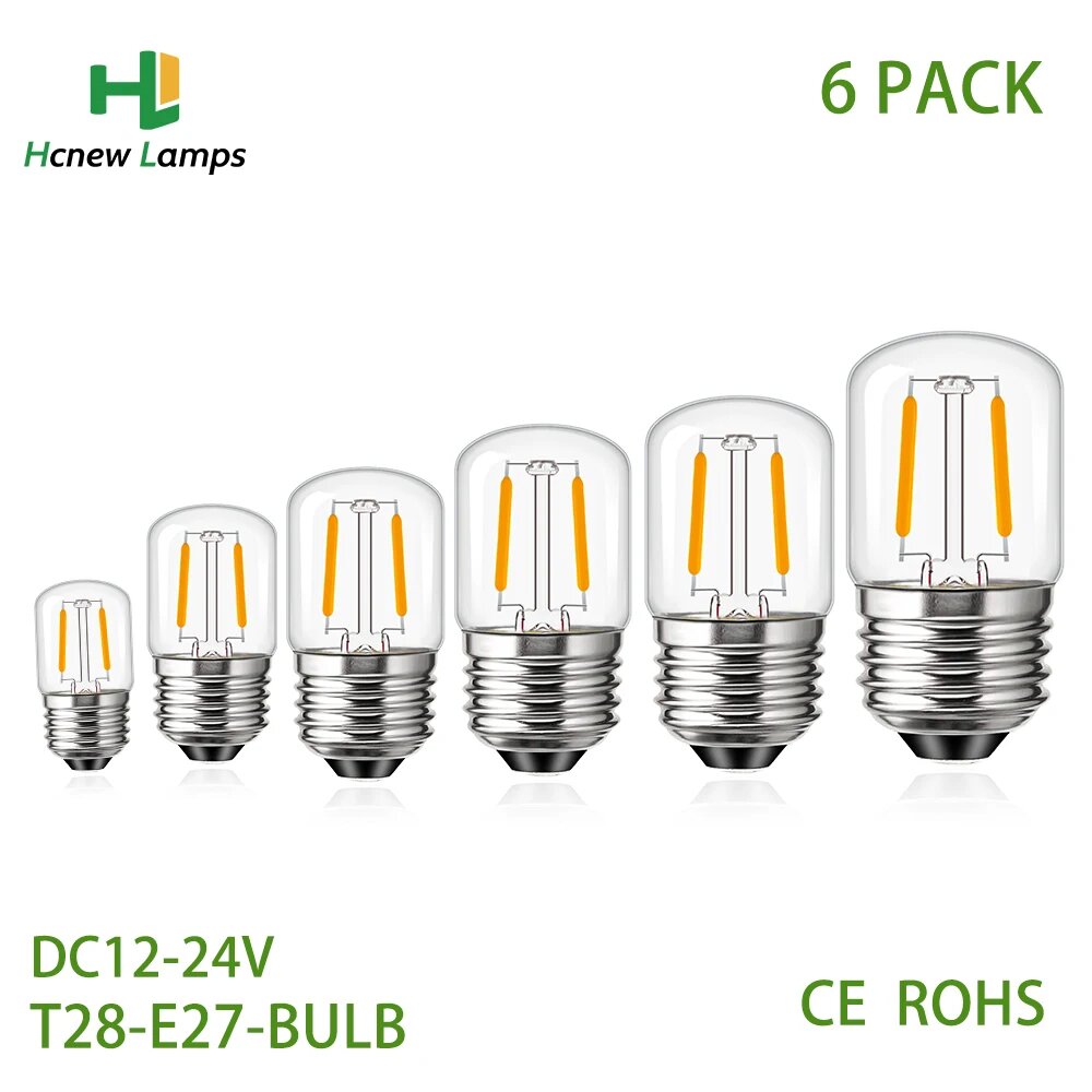 Винтажные LED лампы E27 12-24В, 6 шт