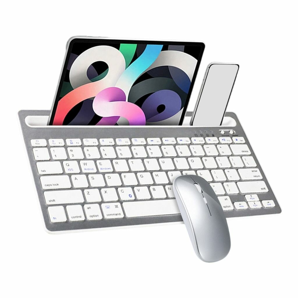 Аксессуары для клавиатуры и мыши, Подставка для планшета с Bluetooth, двуканальная, беспроводная клавиатура и мышь для бизнеса - серебристый, 1 комплект