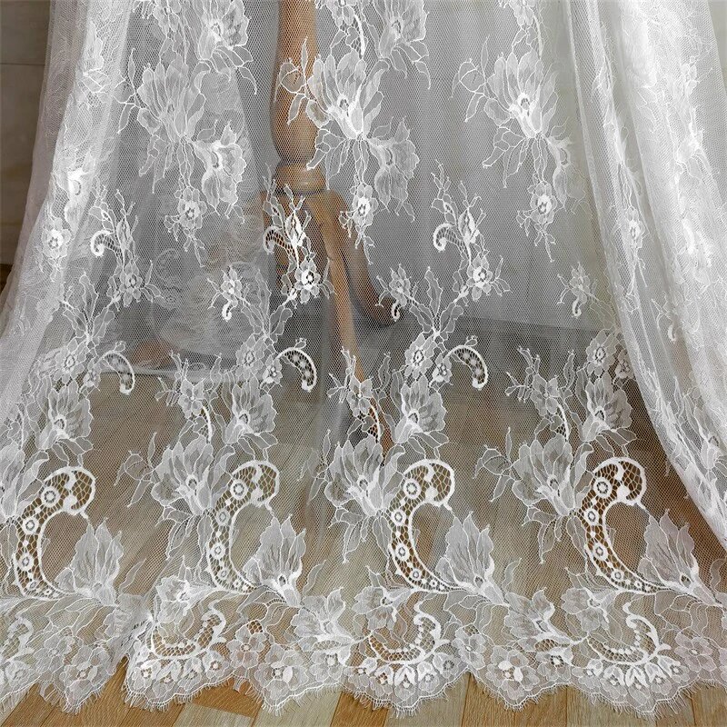 Французское кружево Шантильи, полиэстер, 1,5х3 метра off white 1.5X3m