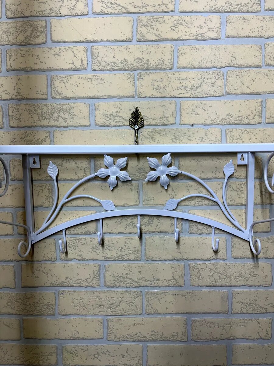 Вешалка настенная, кованая, Студия кованой мебели Нива, цвет белый