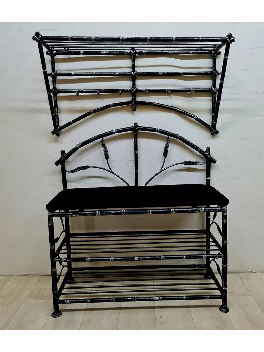 Комплект мебели для прихожей, "Кованый бамбук", ручная работа, цвет черный