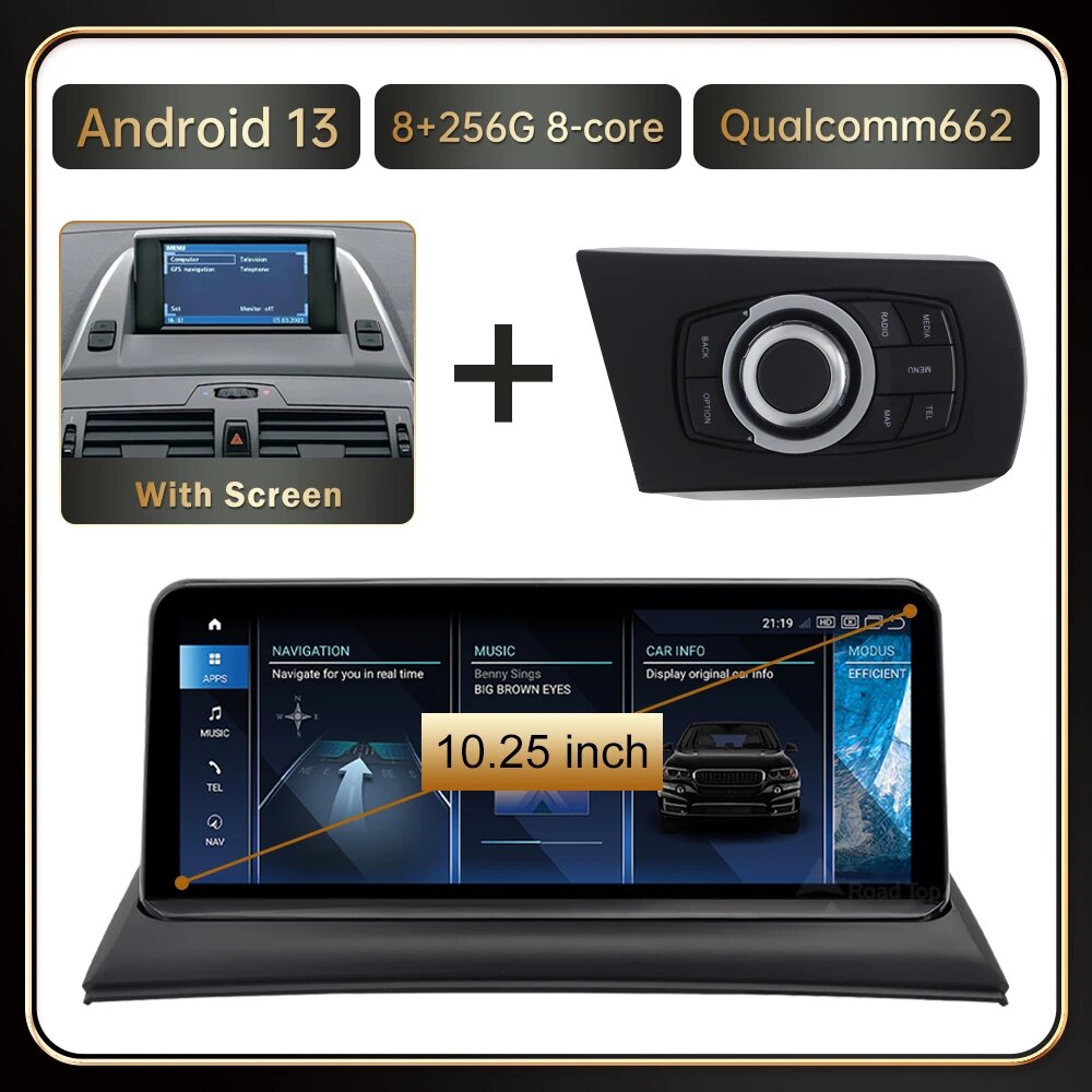 Android 13, Snapdragon 662, 1280*480, 5,5-дюймовый дисплей для BMW X3, E83, 10,25-2004 с GPS-навигацией, Wi-Fi, стерео, мультимедиа With OEM Screen