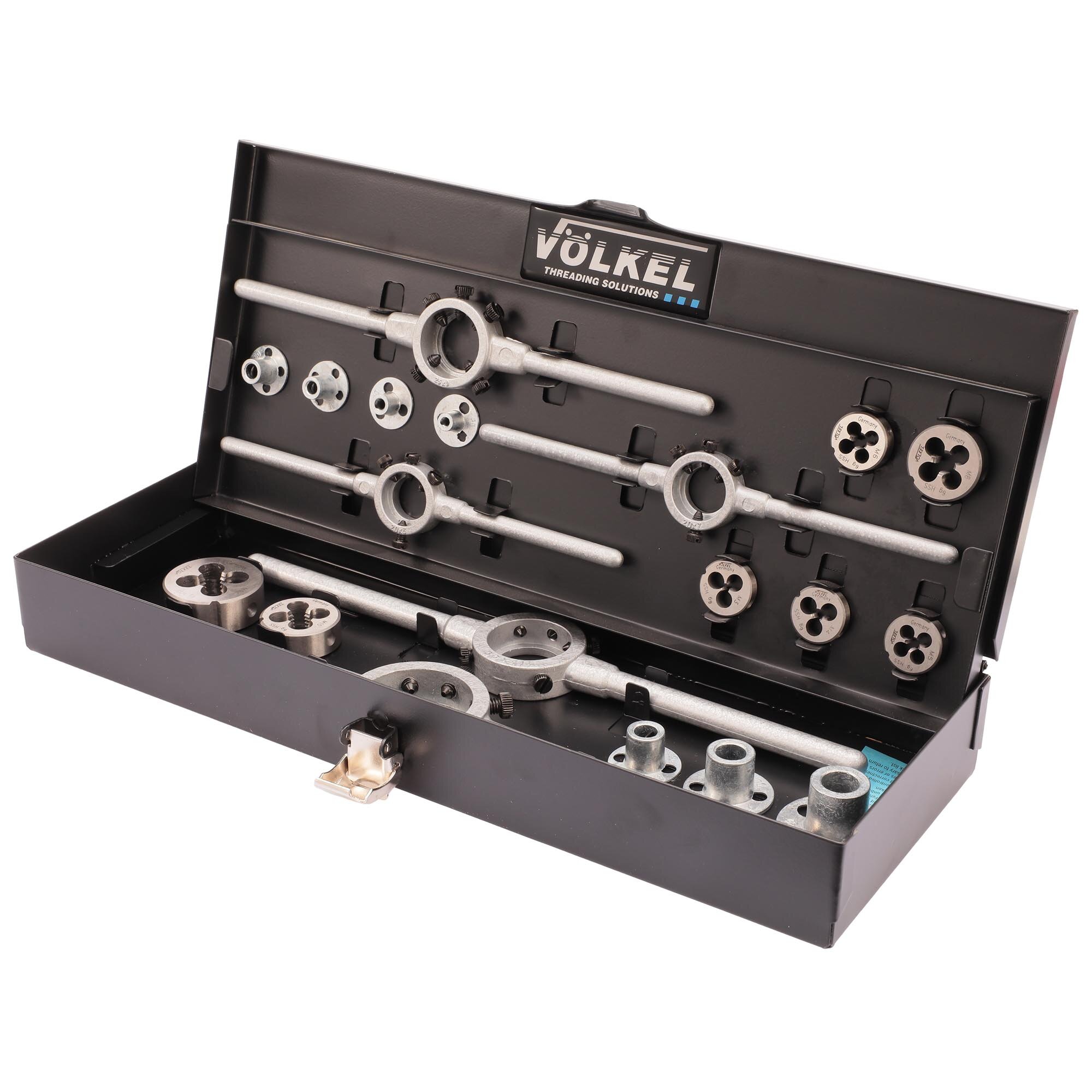 Набор плашек Volkel М3-М12 DINEN22568 HSS-G 20/25/30/38мм 19пр 49599