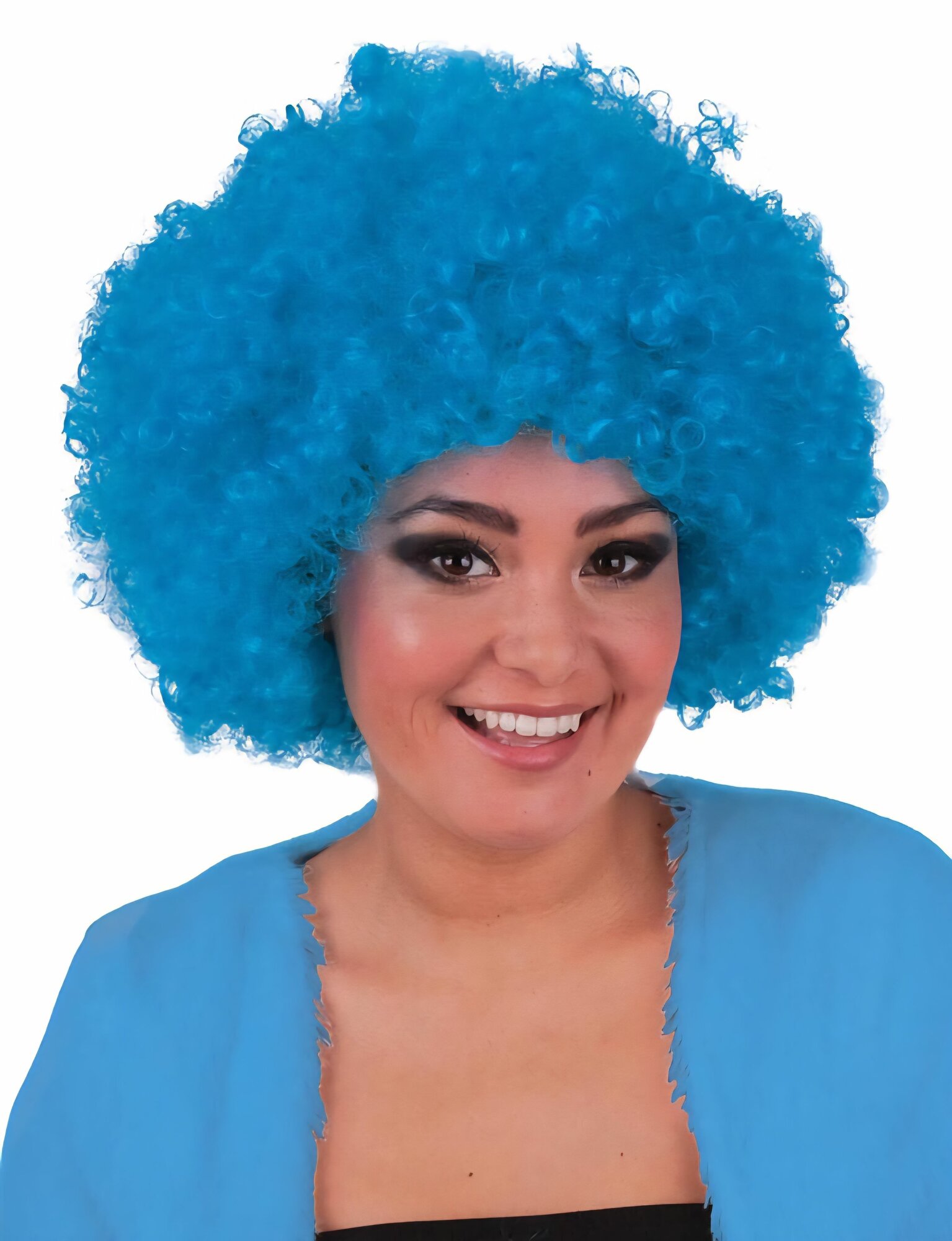 Объемный афро парик в голубом цвете