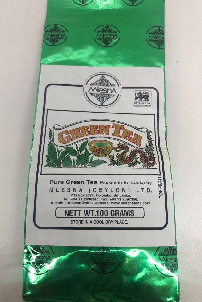 " Млесна" чай цейлонский зелёный Пороховая смесь " ( порох ) 100 г