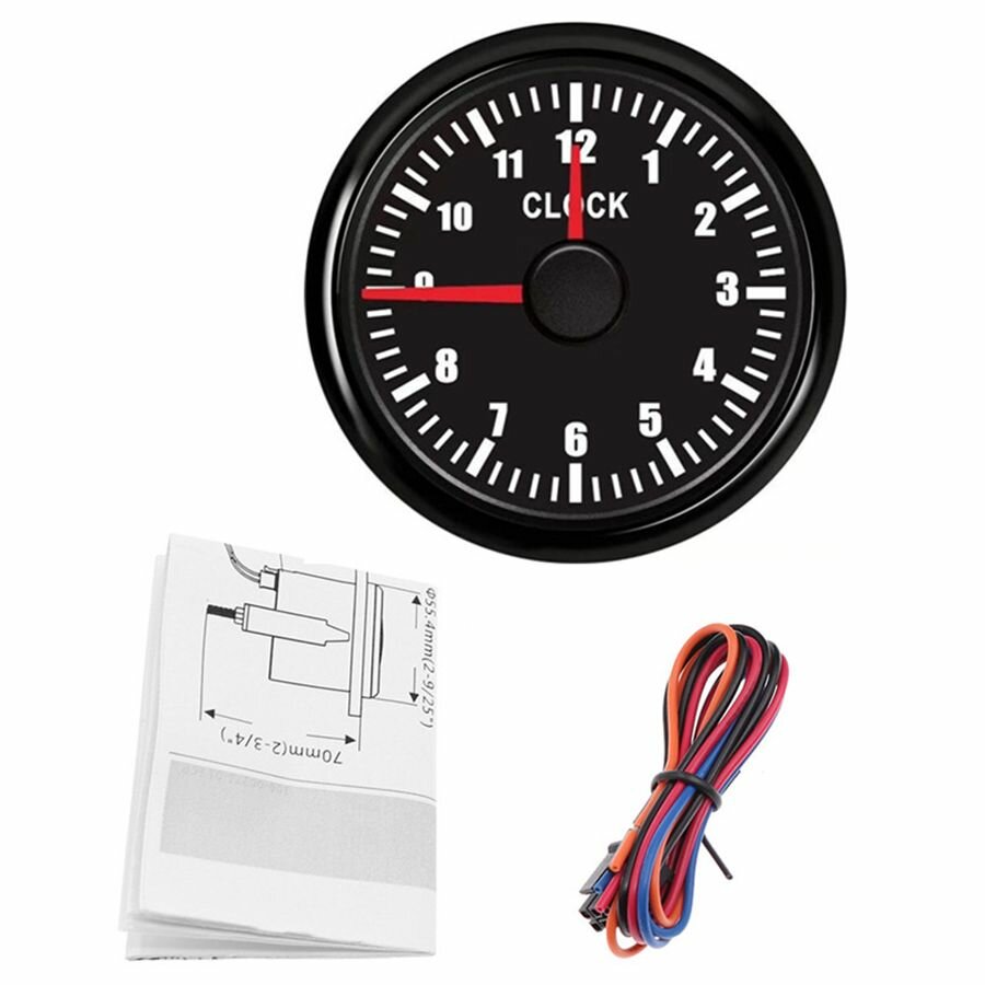 Часы 52 мм (2 дюйма) с красной подсветкой для автомобиля, грузовика, лодки, яхты, черный