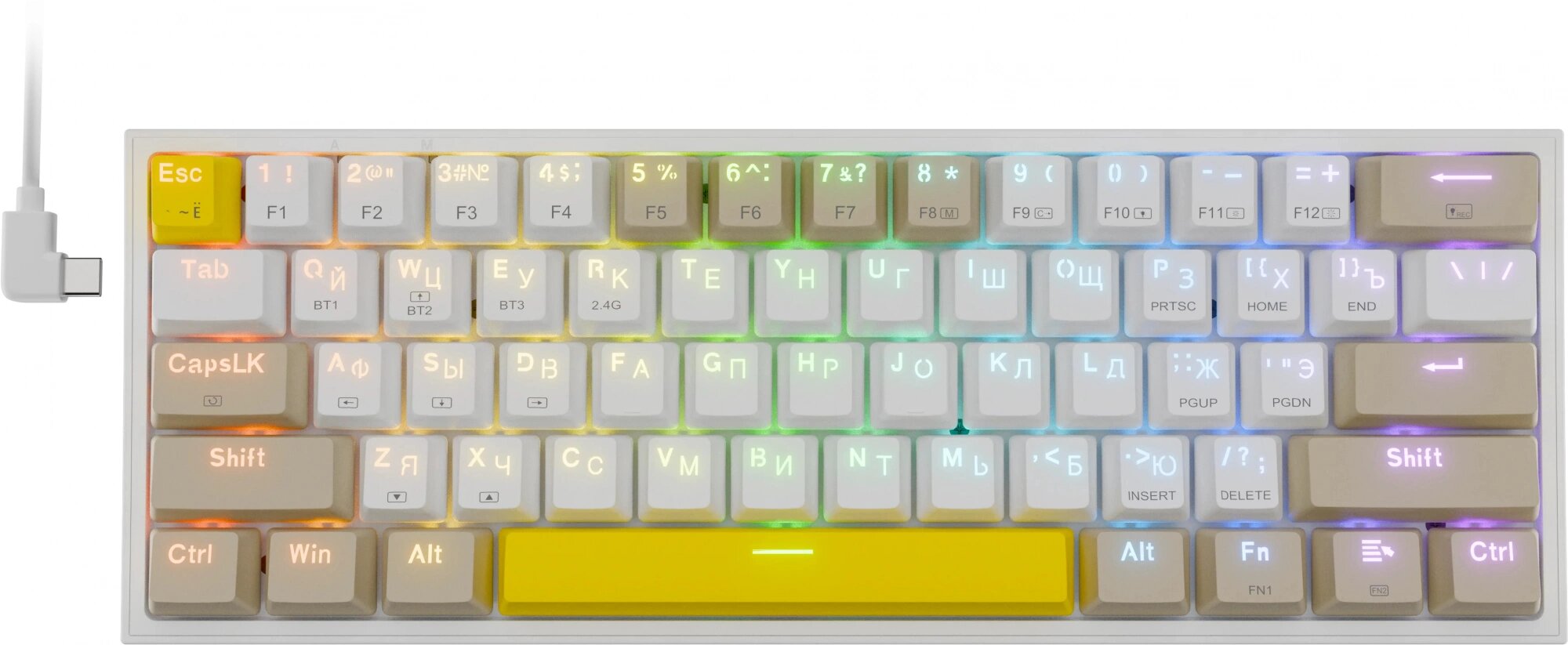 72598 / Клавиатура Redragon Fizz Pro, USB, Bluetooth/Радиоканал, белый [72598]