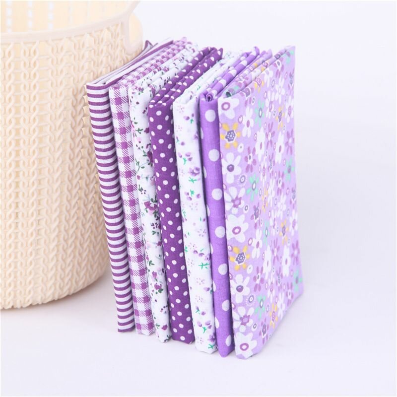Цветочная печать хлопке Ткань patchwork, 7 шт размером 25х25 см