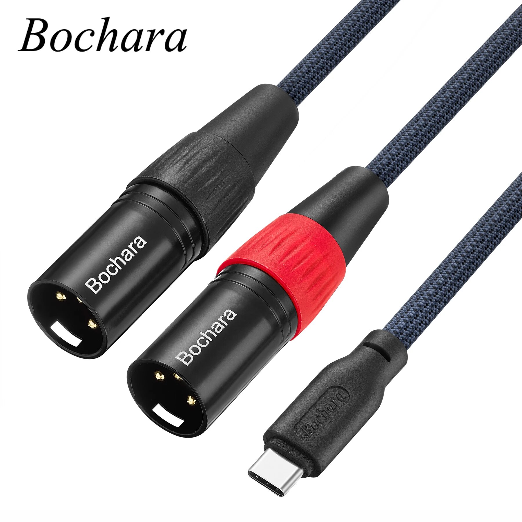 Bochara плетеный аудиокабель Type C к двойному XLR 32 бит @ 384 кГц 1,5 м