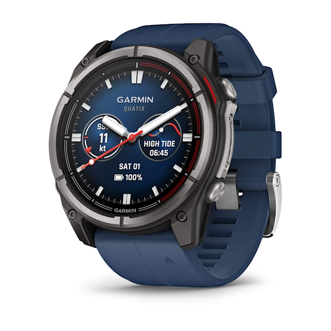 Умные часы Garmin Quatix 8 51mm Amoled Sapphire Titamium Bezel With Captain Blue Silicone Band 010-02905-90