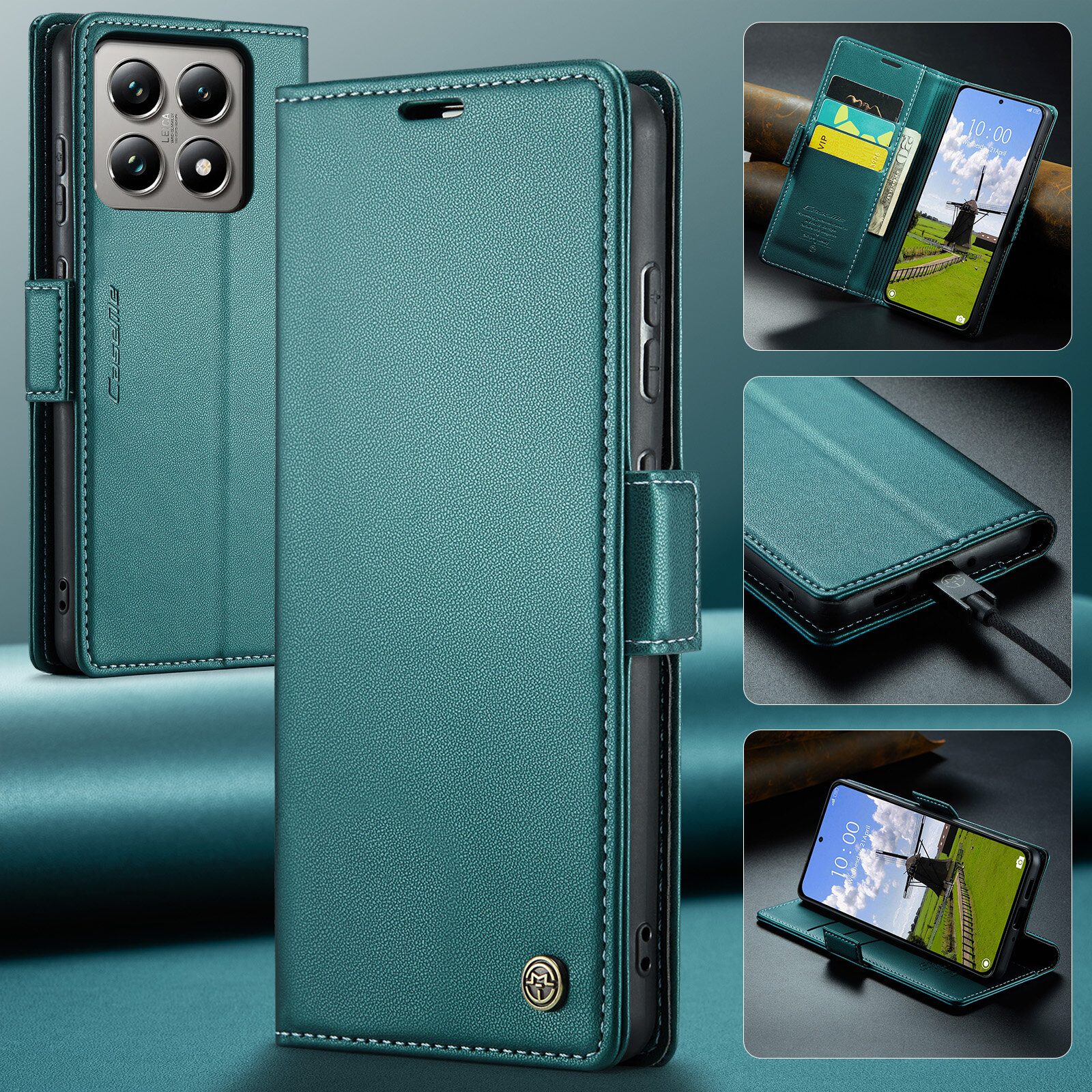 Чехол Для Xiaomi 14T/Сяоми 14T, soft touch, кобура, искусственная кожа, защита камеры, ударопрочный, усиленные углы, Xiaomi, Xiaomi 14T, green,002CaseMe/023/XM 14T