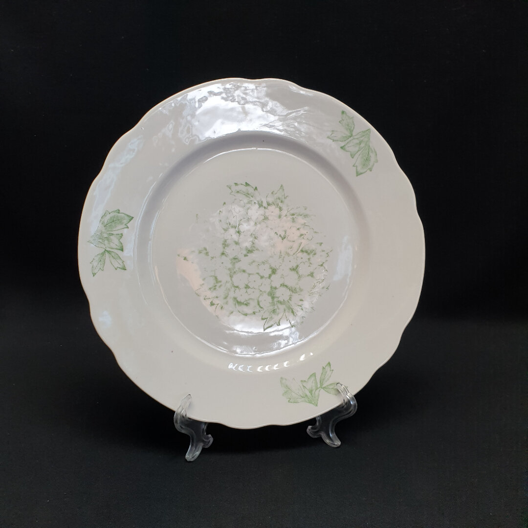 Тарелка столовая Коростеньский завод, фарфор деколь 24 см, дефекты, винтаж СССР