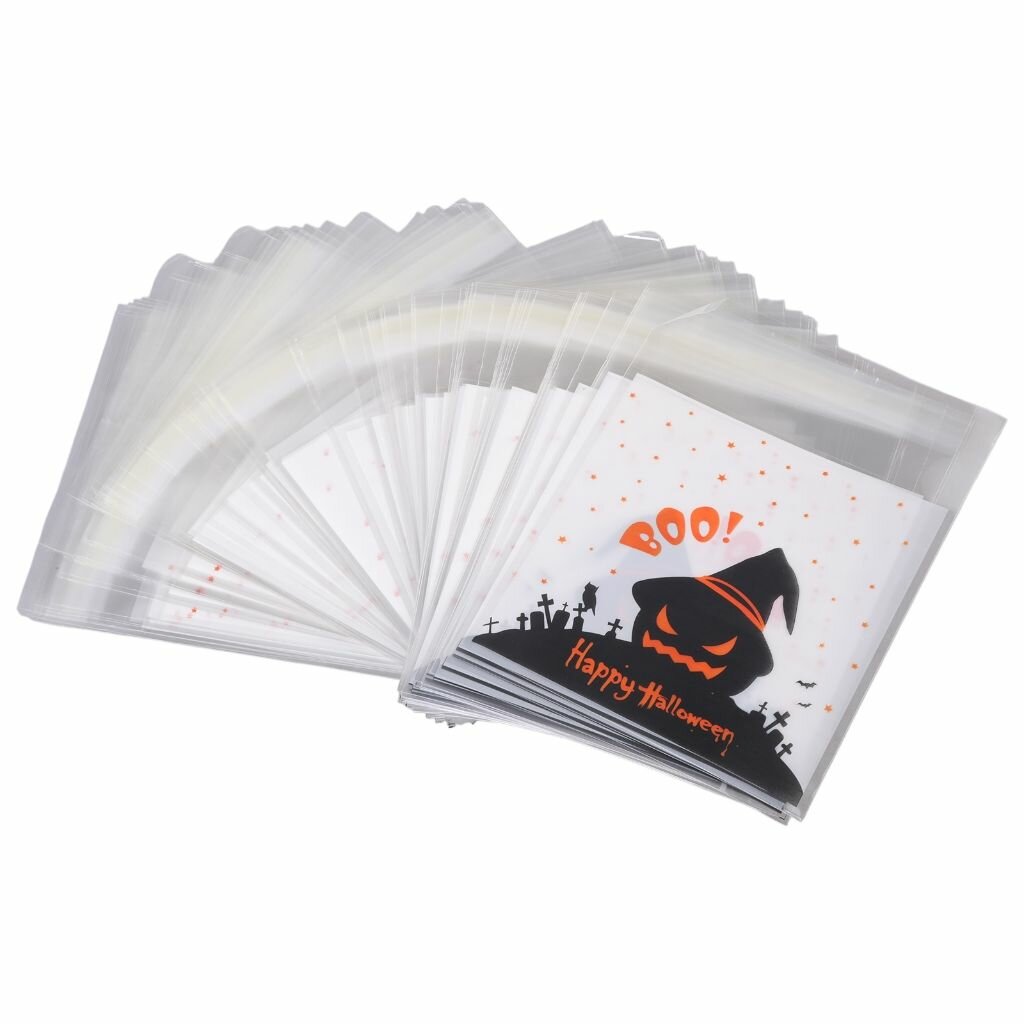 1 упаковка по 100 шт, самоклеящийся пакет для конфет на Хэллоуин-happy pumpkin hat