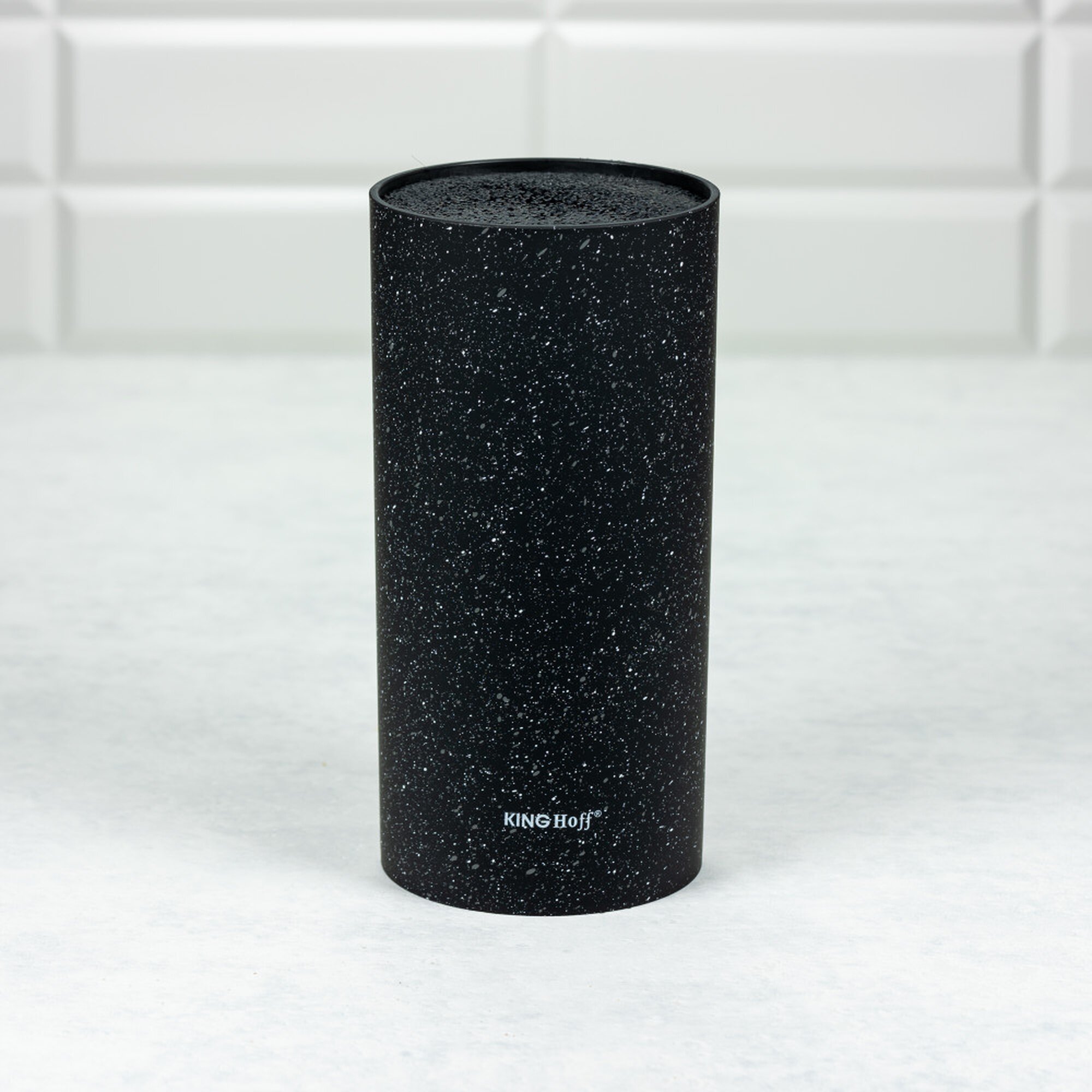 Блок для ножей Kinghoff KH-1091, пластик, 11 x 22 см, цвет черный мрамор