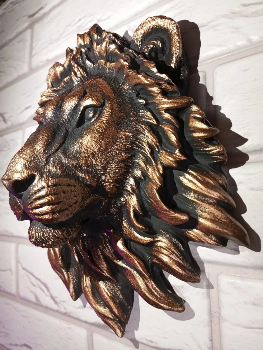 Панно на стену декоративное гипсовое лев