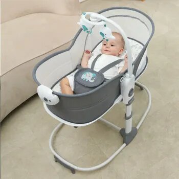 Электрические детские качели, детское кресло-качалка, функция интеллектуального распознавания, трехскоростной таймер, музыка Bluetooth, пульт дистанционного управления, зеленый.