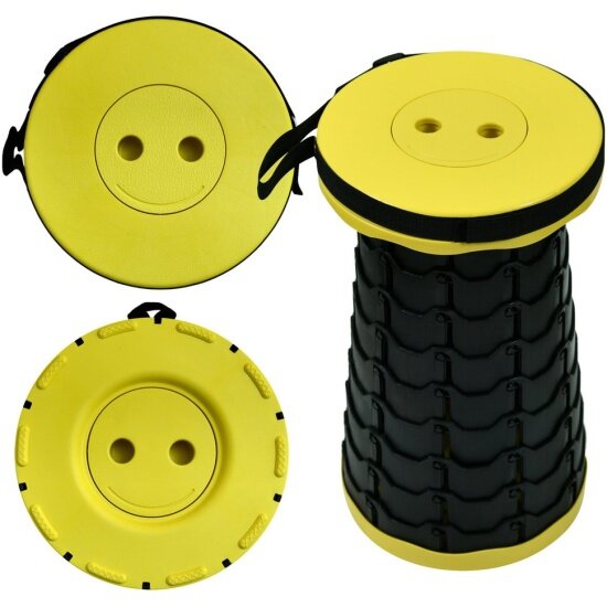 Табурет Мультидом "Телескопический" складной, круглый, 25 см, высота 6.5 до 44 см (VL84-265)