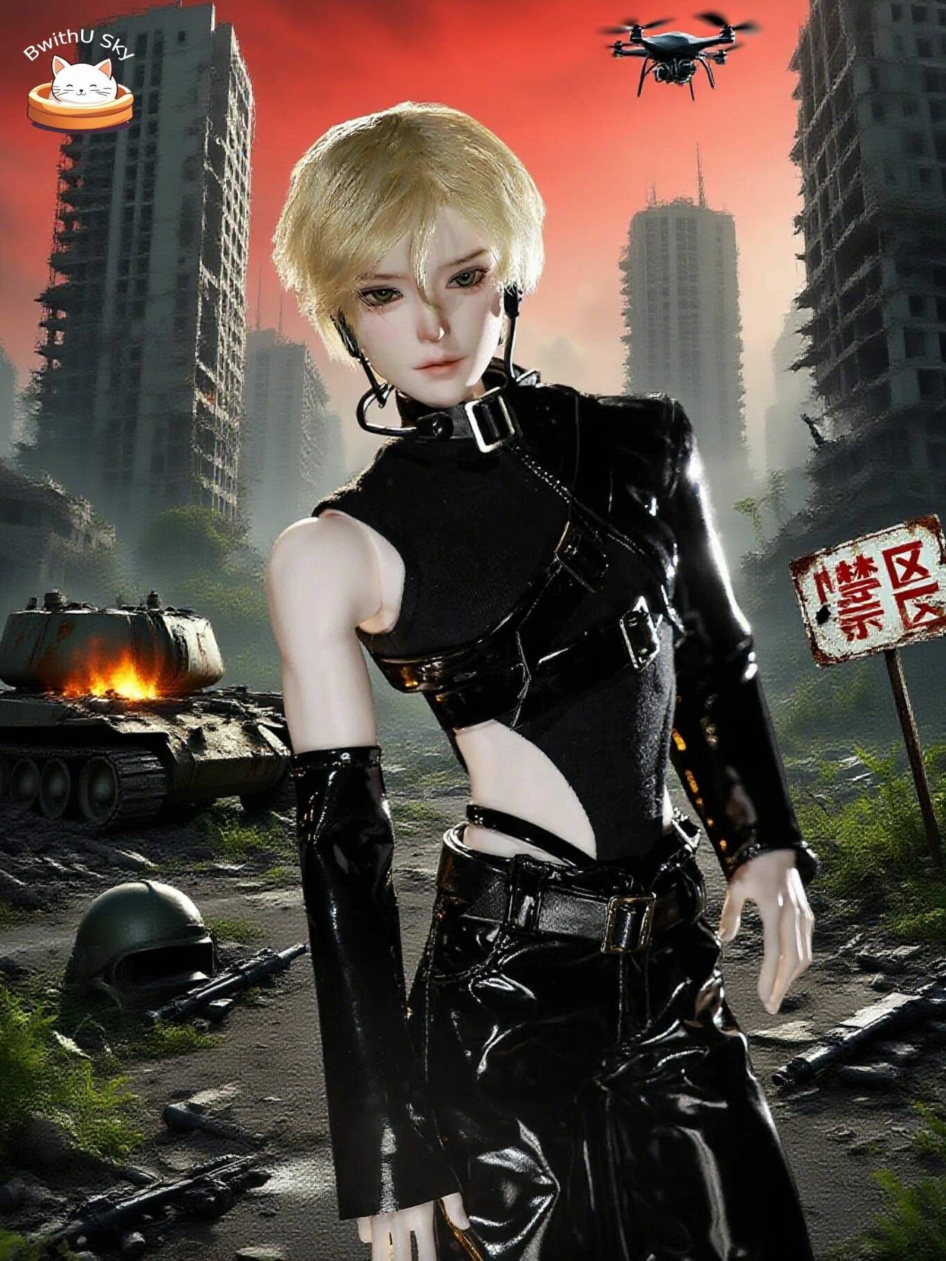 BwithU 1/4 BJD Кукла Ryan: Футуристический Черный Лook, Обязательная Купля для Любителей Уникальной Моды