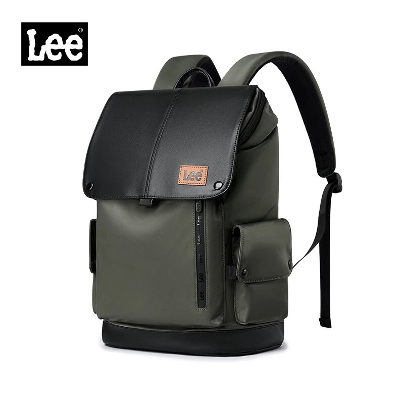 LEE рюкзак темно-зеленый, флип-кожаный, вместительный