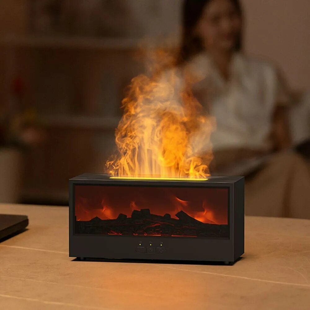 Milochic Увлажнитель воздуха 2024 новая имитационная машина для ароматерапии пламенем, скандинавский ретро домашний настольный камин, увлажнитель воздуха для ароматерапии пламенем, черный