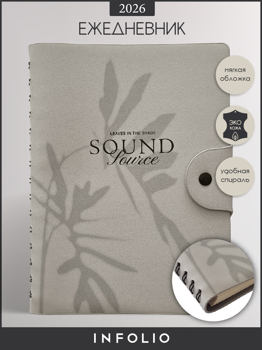 Датированный ежедневник на кольцах 2026 INFOLIO "Shadow" А5 на 160 листов, мягкая обложка из экокожи