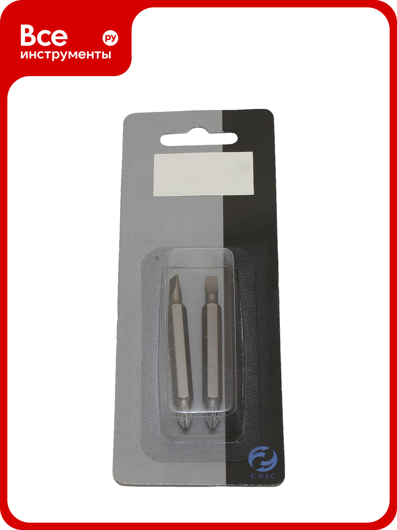 Биты комбинированные (2 шт; РZ1‑SL4.5x0.6x60 мм; CrV; хвостовик C1/4") CNIC 56910, двухсторонние бит