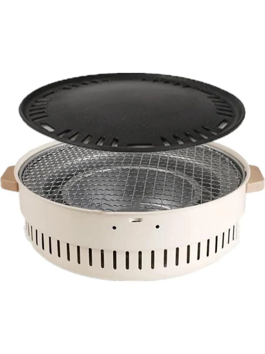 Компактный гриль-коптильня из нержавеющей стали, портативное настольное барбекю на углях для наружного и внутреннего использования, идеально подходит для пикников, кемпинга