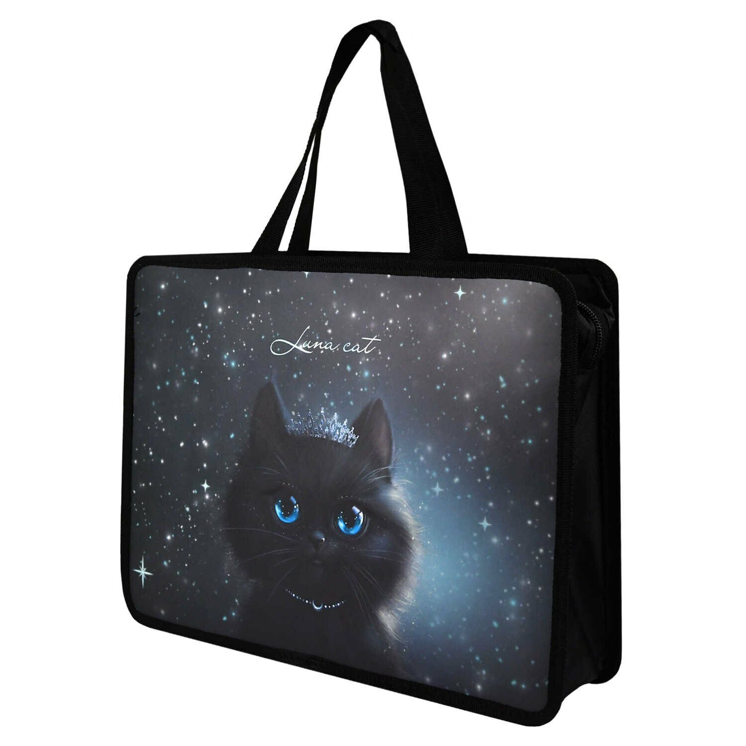 Папка для тетрадей А4 "Принцесса луна" полипропилен, 34*25*9.5 см, молния, дно с расширением