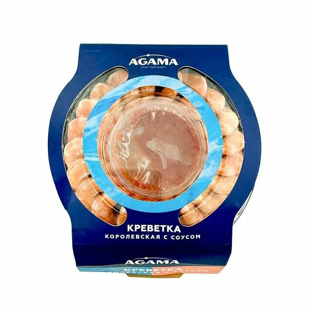 Креветка королевская очищенная с хвостом, варено-мороженая с соусом "Agama", 314г