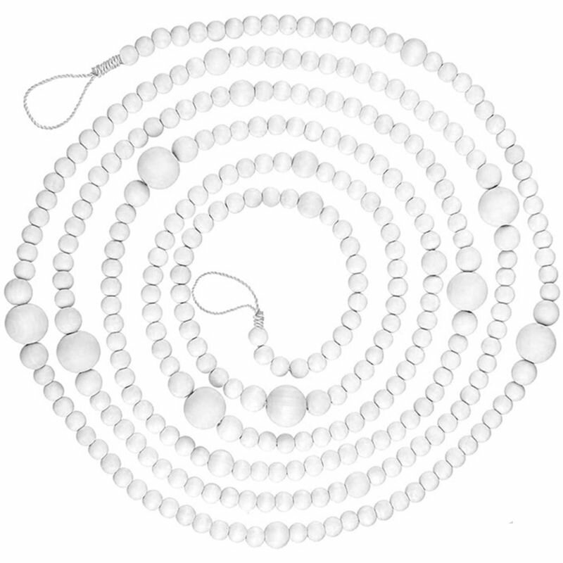 Деревянная гирлянда из бисера Рождественские украшения для рождественской елки бисера-белый