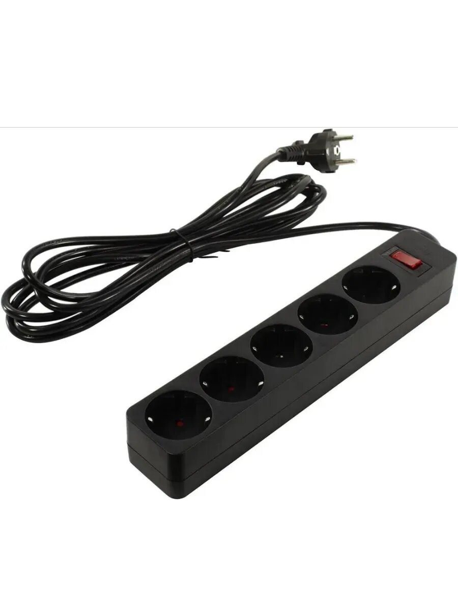 Сетевой фильтр SF-05E 5 розеток 3 м заземление Черный