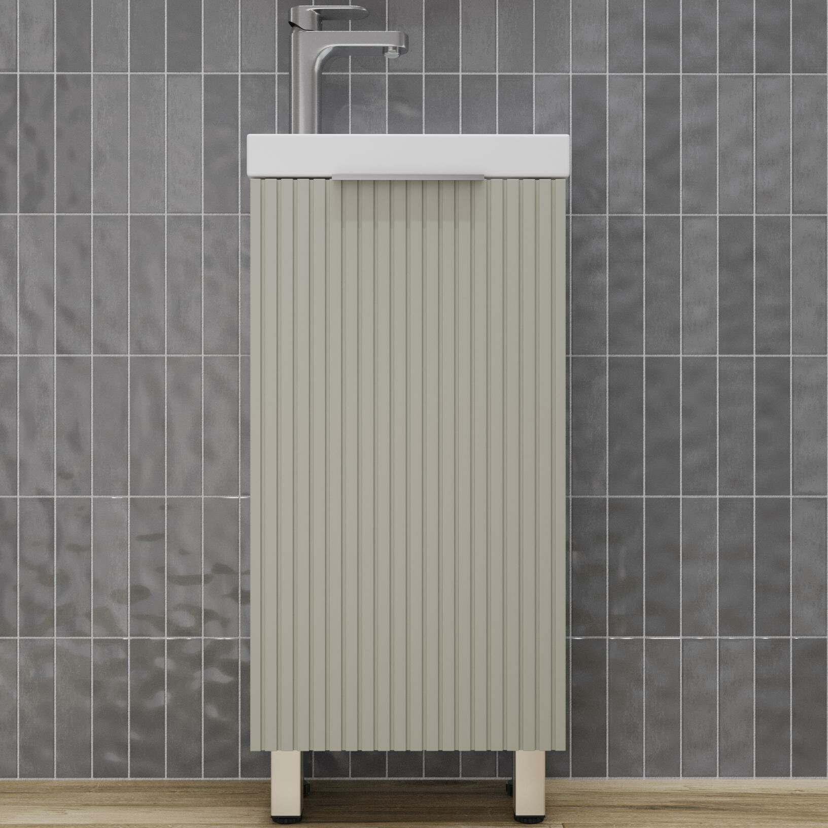 Тумба с раковиной Style Line Соло 40 серая галька