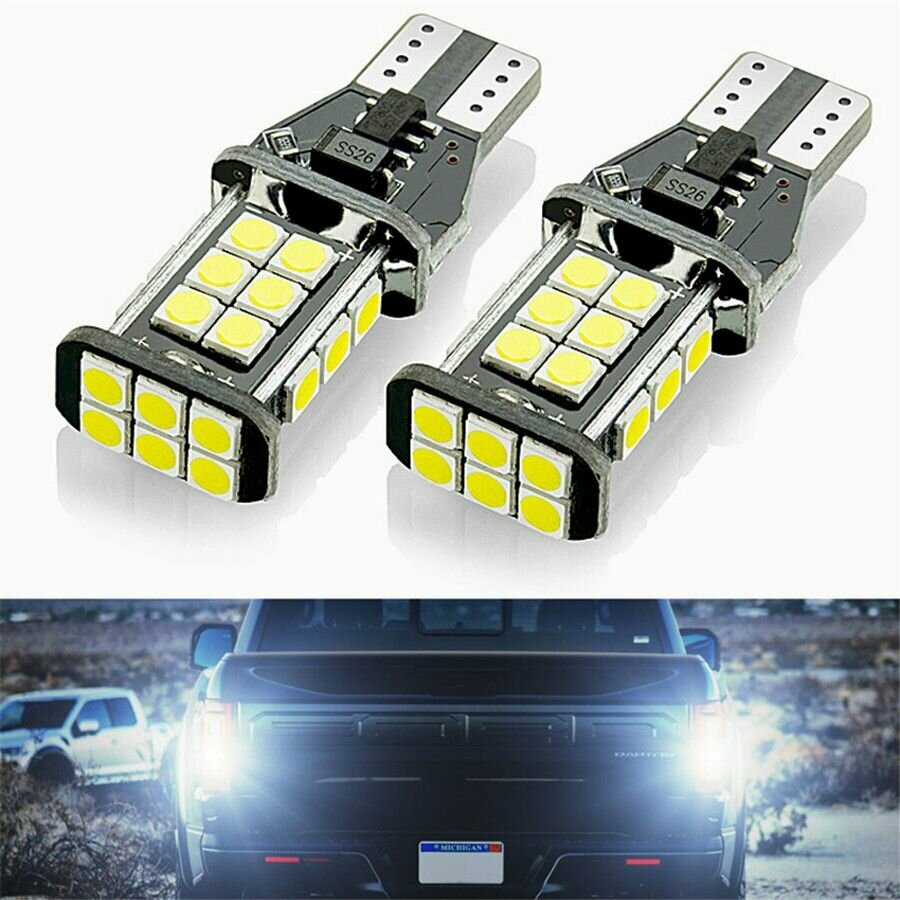 12В-24В 2 шт. T15 Яркий белый без ошибок 3030 24SMD светодиодные фонари заднего хода