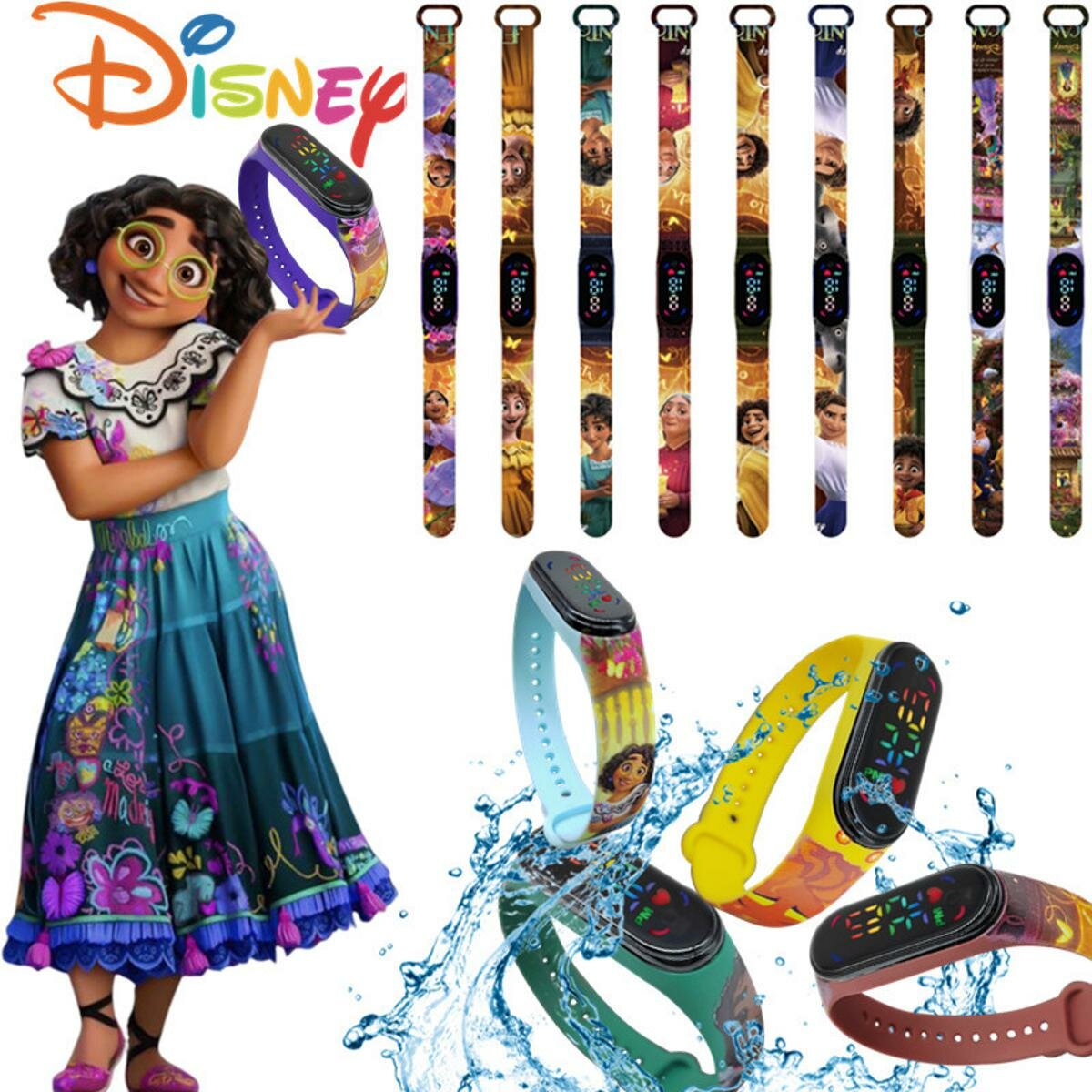 Электронные часы Encanto Disney Charm, мультяшные цифровые электронные водонепроницаемые светодиодные часы, детский рожд