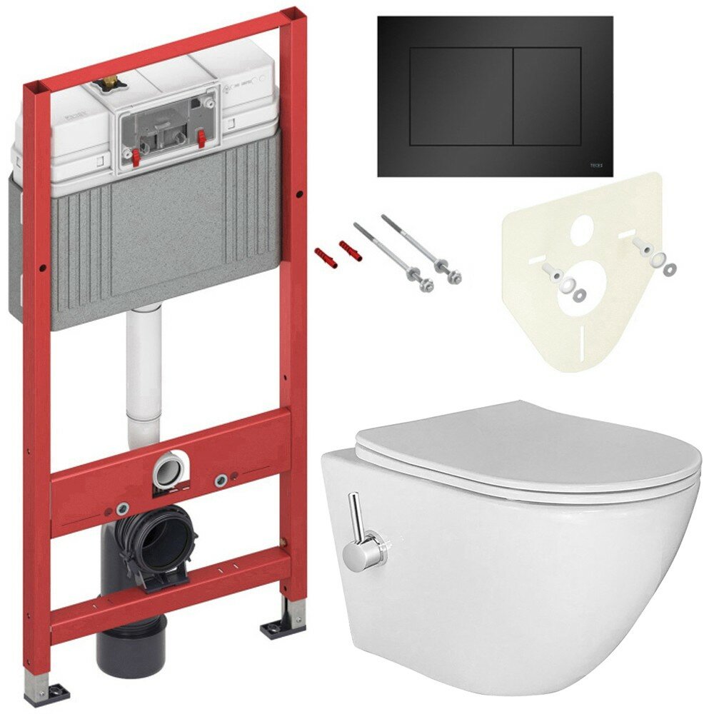 Инсталляция TECE 9400401-9240407 + унитаз Esbano Teruel-WBN безободковый с биде и смесителем