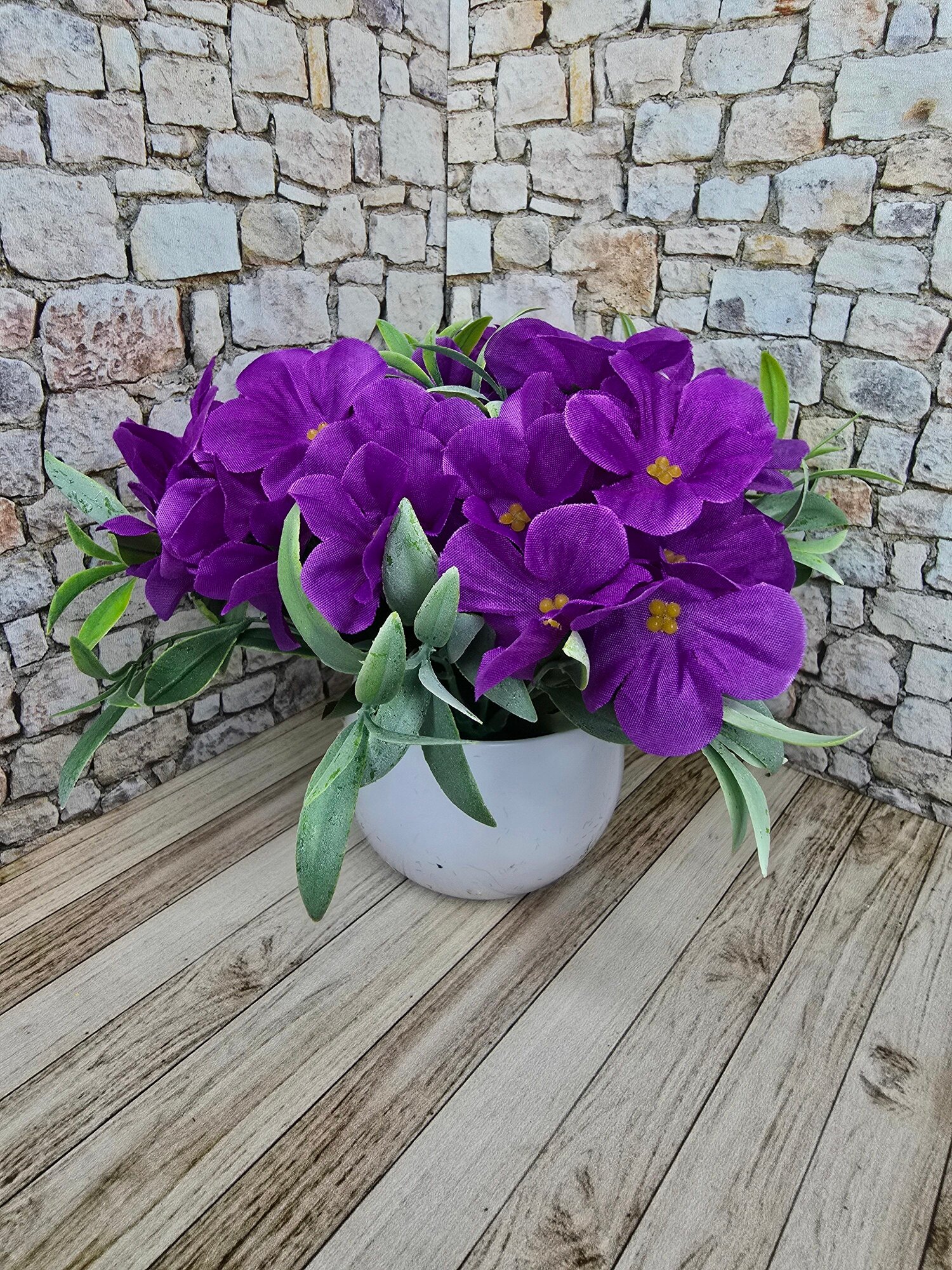 Искусственные цветы в горшке Holodilova "Фиалки", текстиль, пластик, 17см, пурпурные