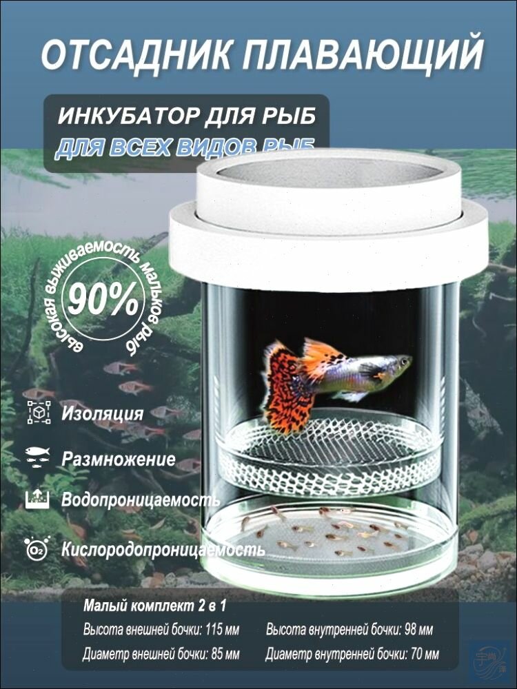 Прозрачный пластиковый инкубатор для выведения рыб и креветок с защитой мальков