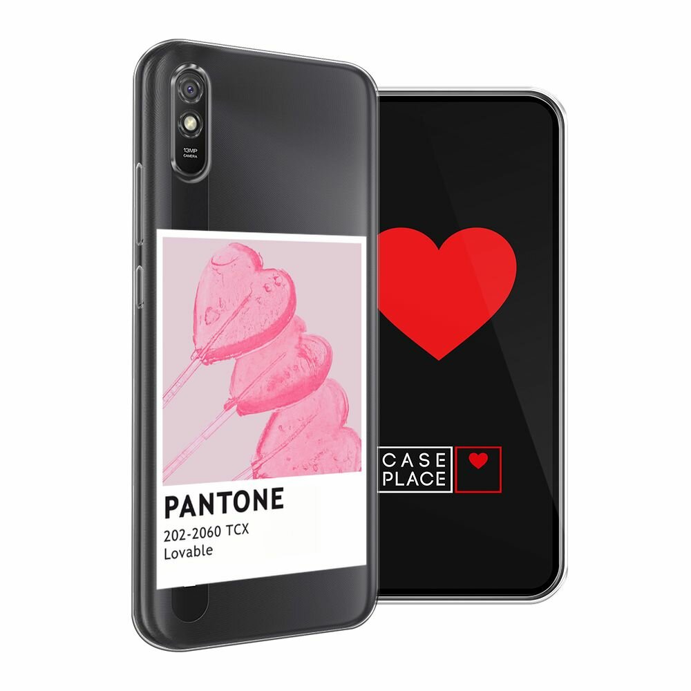 Чехол на Xiaomi Redmi 9A / Сяоми Редми 9А с принтом "Pantone Lovable 2 - 14 февраля", прозрачный — фото 1