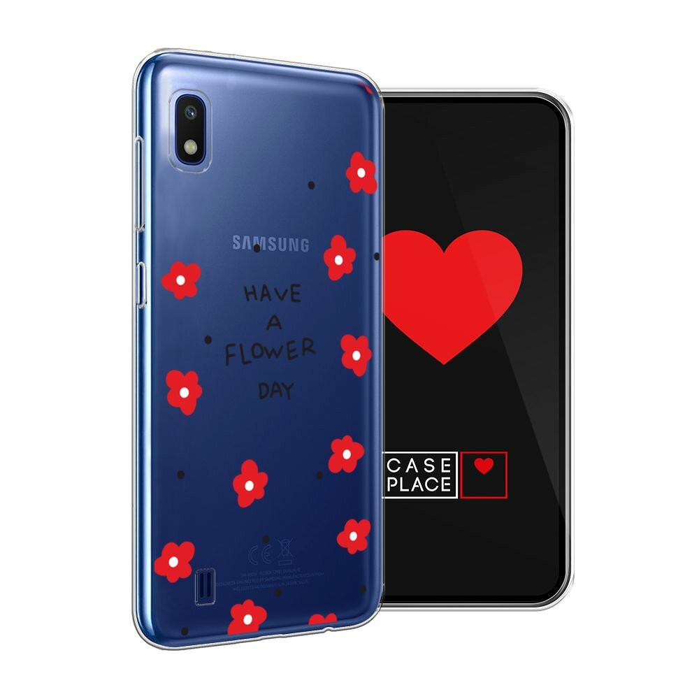Чехол на Samsung Galaxy A10 / Самсунг Галакси А10 с принтом "Have a flower day 2", прозрачный — фото 1