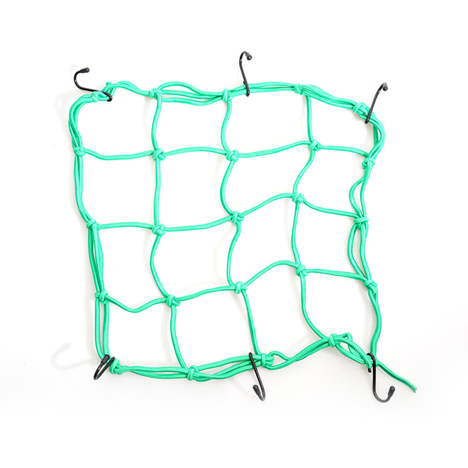 Сетка из латекса для груза с карманами, эластичная сетка для багажа, сетка для шлема, снасть для велосипеда, мотоцикла, скутера, материал латекс, цвета черный/красный/желтый/зеленый/синий, размер 29*29 см, в комплект входят 1 сетка и 6 металлических