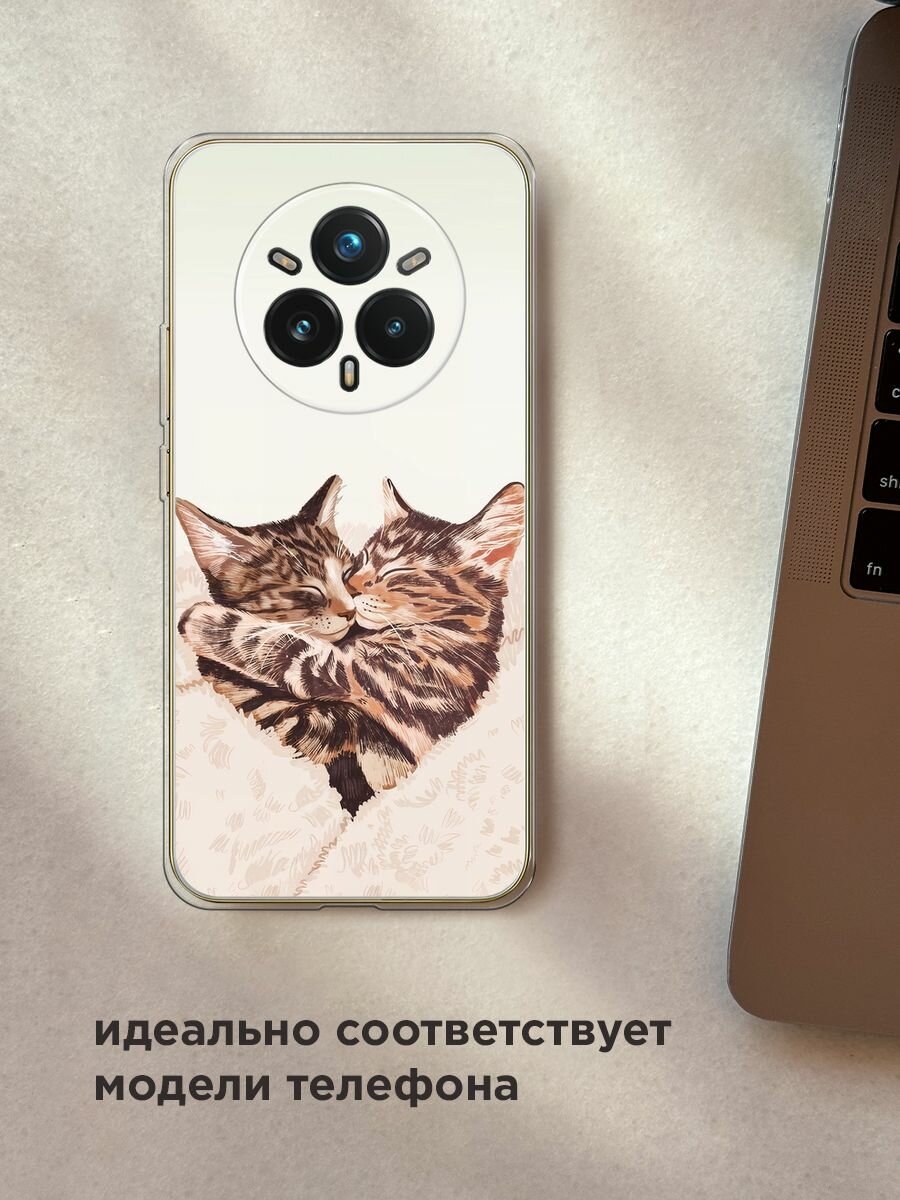 Чехол на Realme 14 Pro+ / Реалми 14 Про+ с принтом "Влюбленные котейки - 14 февраля" — фото 1