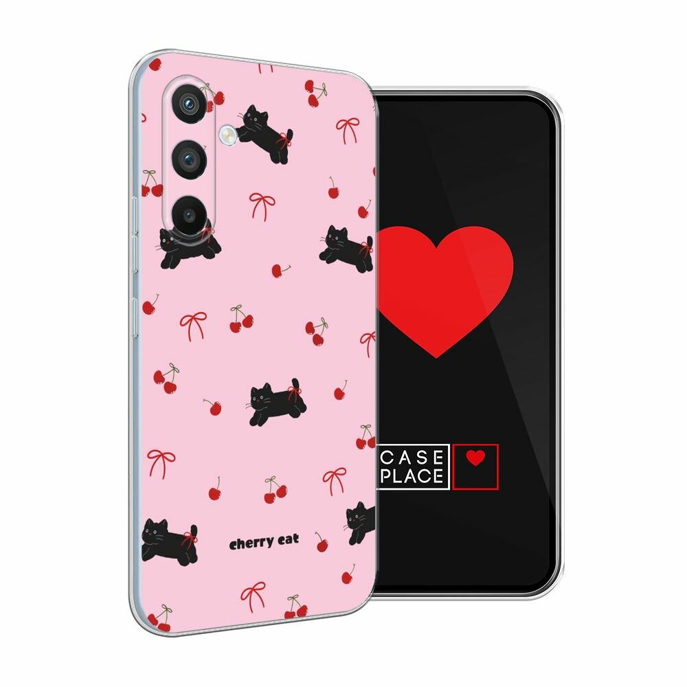 Чехол на Samsung Galaxy A54 / Самсунг A54 с принтом "Cherry cat" — фото 1